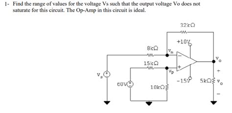 solved 1 find the range of values for the voltage vs such