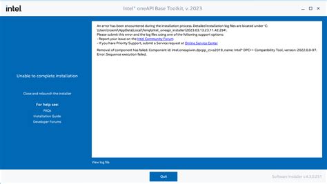Intel Oneapi Base Toolkit V2023 Installation Error Intel Community