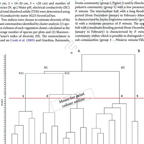 dendrogram resulting from cluster analysis of the plots upgma method