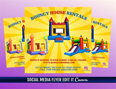 Bounce House Rentals Flyer Template Etsy Canada Modèle De
