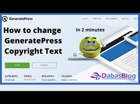 How To Edit GeneratePress Footer Copyright Text DabasBlog YouTube