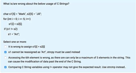 Solved What Isare Wrong About The Below Usage Of C Strings