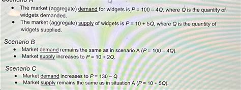 Solved The Market Aggregate ﻿demand For Widgets Is