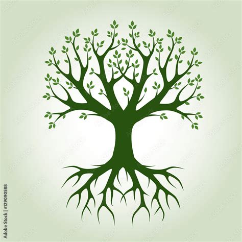 Black Vector Tree And Roots Vector Illustration Park And Natur Stock Vector Adobe Stock