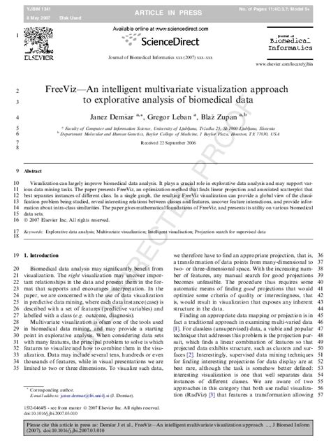 Pdf Freeviz An Intelligent Multivariate Visualization Approach To Explorative Analysis Of