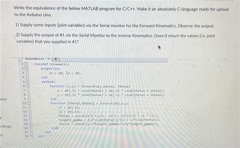 Solved Write The Equivalence Of The Below Matlab Program For