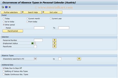 S AHR SAP Tcode Absence Types Occuring In Personal C
