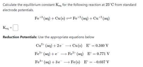 [solved] Calculate The Equilibrium Constant Keq For The Fo
