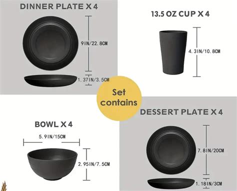 밀짚 식기 세트 16pcs 테무temu