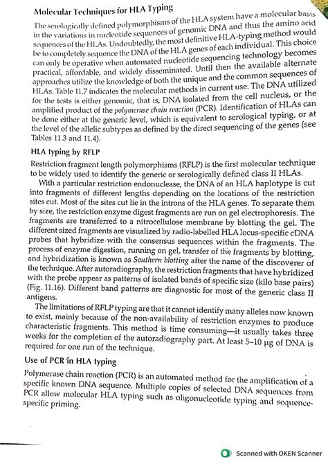 Molecular Techniques For HLA Typing Biochemistry Studocu