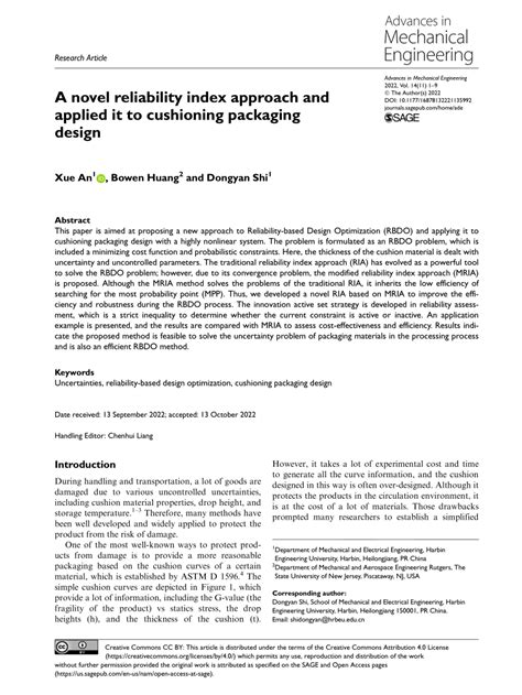 Pdf A Novel Reliability Index Approach And Applied It To Cushioning