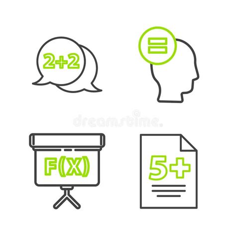 Set Line Test Or Exam Sheet Chalkboard Calculation And Equation Solution Icon Vector Stock