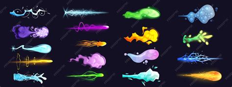 Premium Vector Vfx Gun Effect Space Blasters Laser Or Plasmic Beams