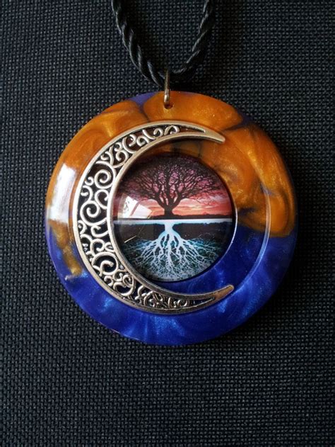 Mystical Tree Of Life And Moon In Vibrant Resin