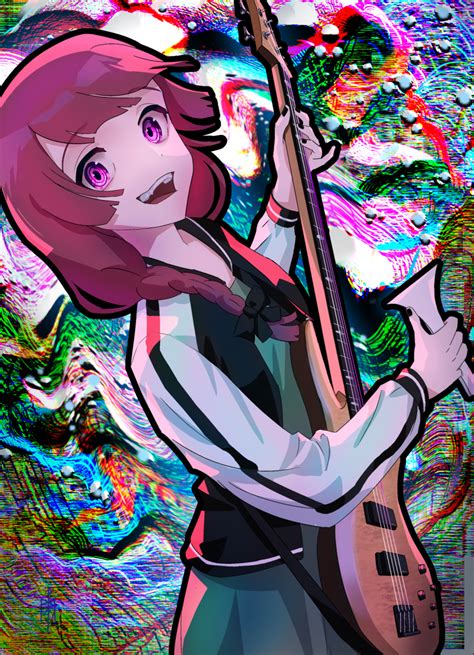 Wuschelminityp Hiroi Kikuri Bocchi The Rock Highres 1girl Abstract Background Bachi