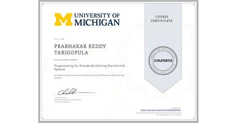 Prabhakar Reddy T On Linkedin Completion Certificate For Programming For Everybody Getting