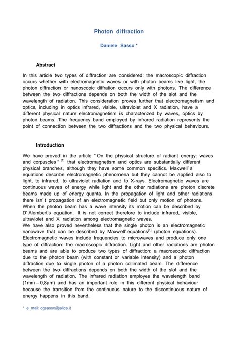Pdf Photon Diffraction