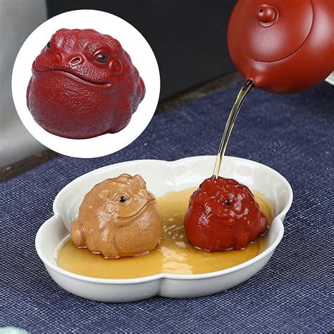 Tea Pet Ornament Three Legged Golden Toad Statue Purple Clay Decorative