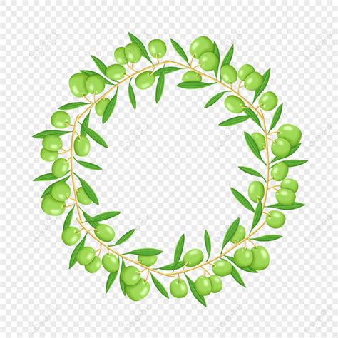 귀여운 녹색 단풍 올림픽 올리브 가지 꽃 일러스트 테두리만화평화 Png 일러스트 무료 다운로드 Lovepik
