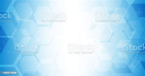 추상적인 파란색 육각형 모양과 과학 및 의료 기술 개념 배경이 있는 물결 모양의 선 벡터 그림 건강관리와 의술에 대한 스톡 벡터