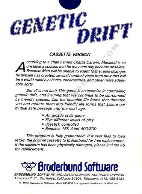 atari 400 800 xl xe genetic drift scans dump download screenshots