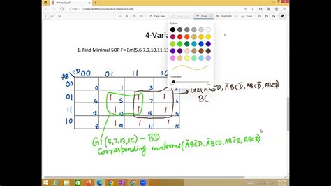K Map Simplification 4 Variable Youtube