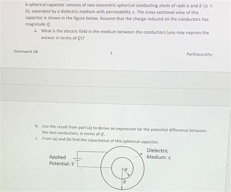 [solved] A Spherical Capacitor Consists Of Two Concentric