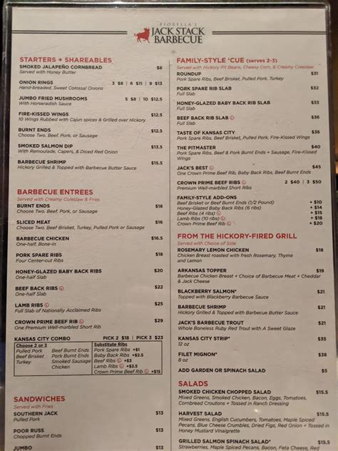Jack Stack Barbecue Plaza Menu Visual Menu Highlights