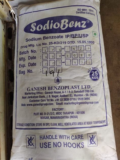 Sodium Benzoate Acid Powder For Indl Packaging Size 25kg At ₹ 95kg