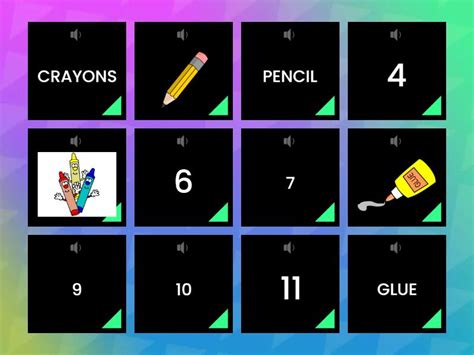 Classroom Objects MATCH Matching Pairs