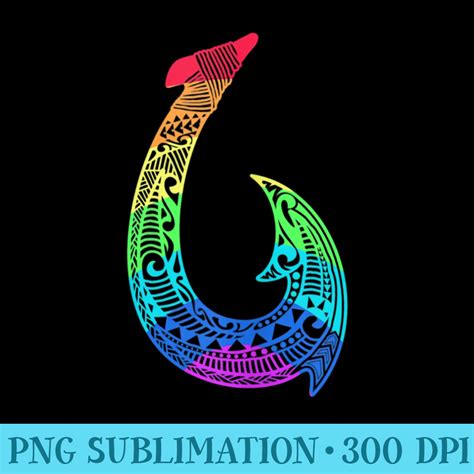 Rainbow Tribal Fish Hook Pacific Islander Digital Png Artw Inspire