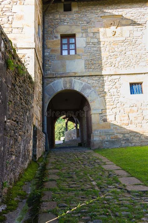 Arch Entrance To Ancient Castle Old Monastery Backyard Medieval
