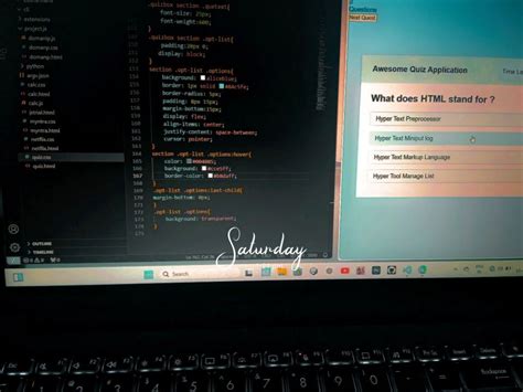 aashish kumar on linkedin working on a quiz webpage using html css