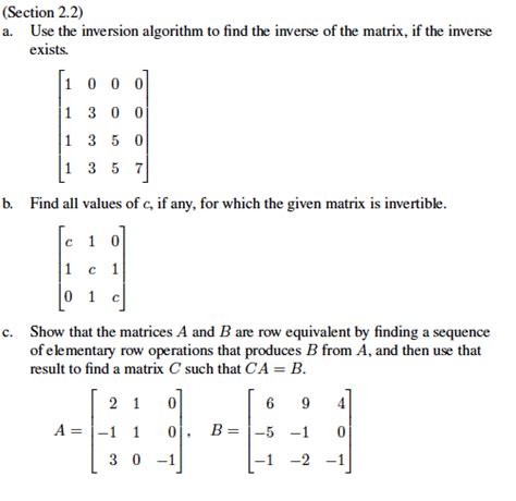Solved Section A Use The Inversion Algorithm To Find Chegg