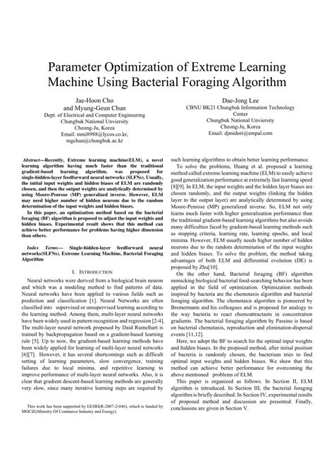 pdf parameter optimization of extreme learning machine using
