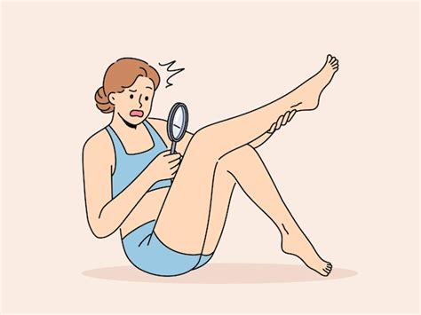 여자는 다리털에 충격을 받고 스파 살롱에서 제모나 제모가 필요하다 프리미엄 벡터