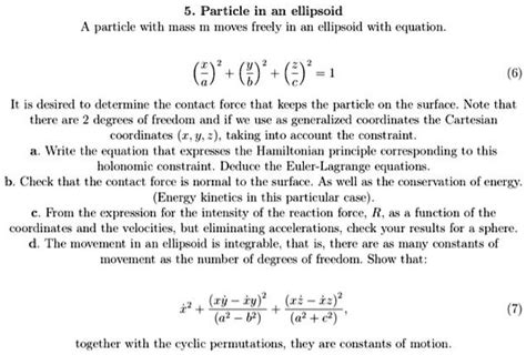 5 Particle In An Ellipsoid A Particle With Mass M Moves Freely In An