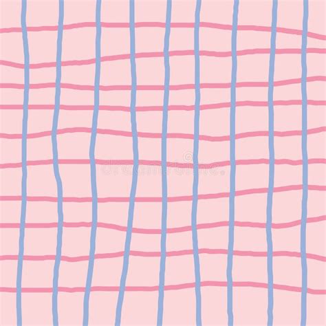Vector Hand Drawn Cute Checkered Pattern Doodle Plaid Geometrical Simple Texture Crossing