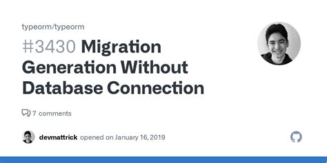 Migration Generation Without Database Connection · Issue 3430