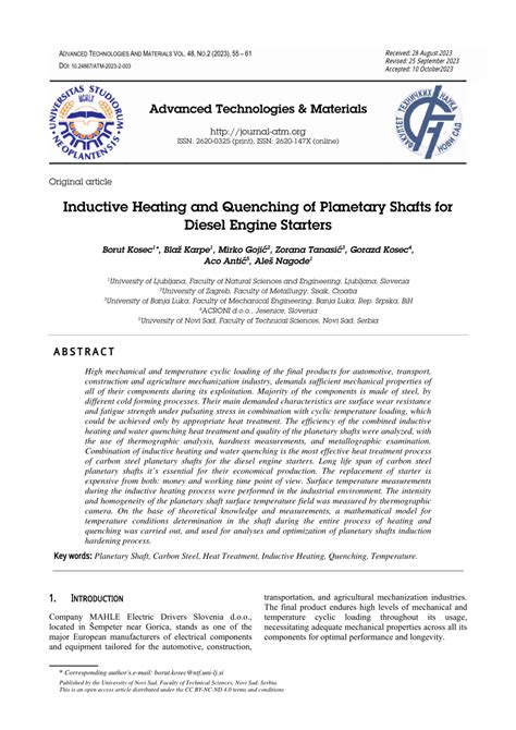 Pdf Inductive Heating And Quenching Of Planetary Shafts For Diesel