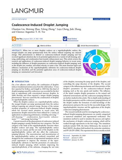 Pdf Coalescence Induced Droplet Jumping