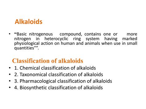 Biosynthetic Classification Of Alkaloids Pptx