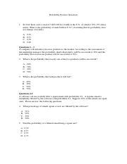 Practice Questions On Probability And Statistics Course Hero