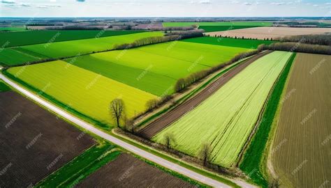 Premium Photo Generative Ai Farm Landscape Agricultural Fields