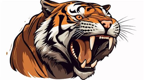 Fierce Tiger Roaring With Open Mouth In Attack Pose Premium Ai Generated Vector