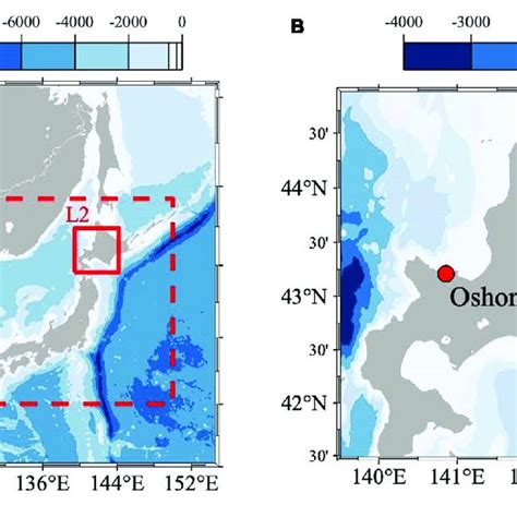 A Model Domains And Bathymetry Color M Of The Double Nested Download Scientific Diagram