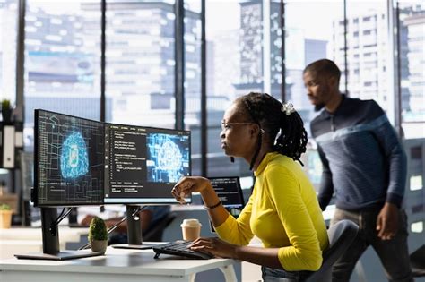 Premium Photo Computer Scientist Conducting Tests To Ai Optimize