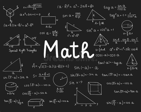Maths Doodle Hand Drawn Mathematics Formulas On Chalkboard For Background Banner Book Cover
