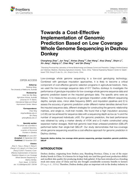 Pdf Towards A Cost Effective Implementation Of Genomic Prediction Based On Low Coverage Whole