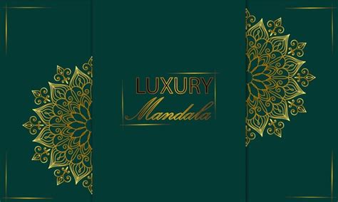 골드 럭셔리 장식 만다라 디자인 배경 프리미엄 벡터